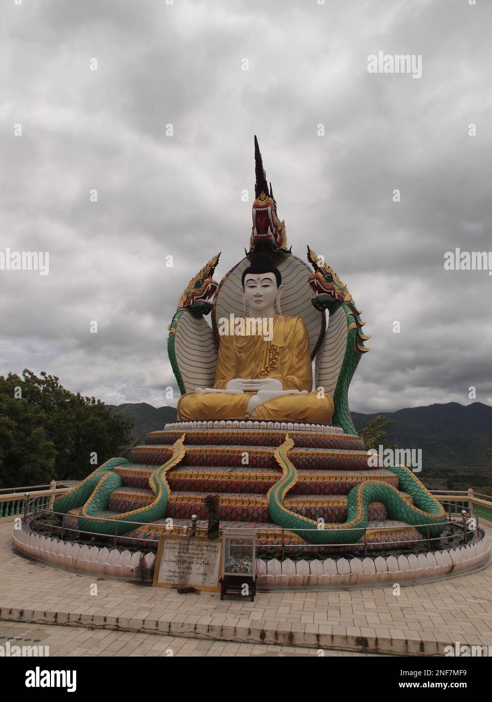 Buddhist shrine with snake on Yankin Hill, Burma (Myanmar Stock Photo ...