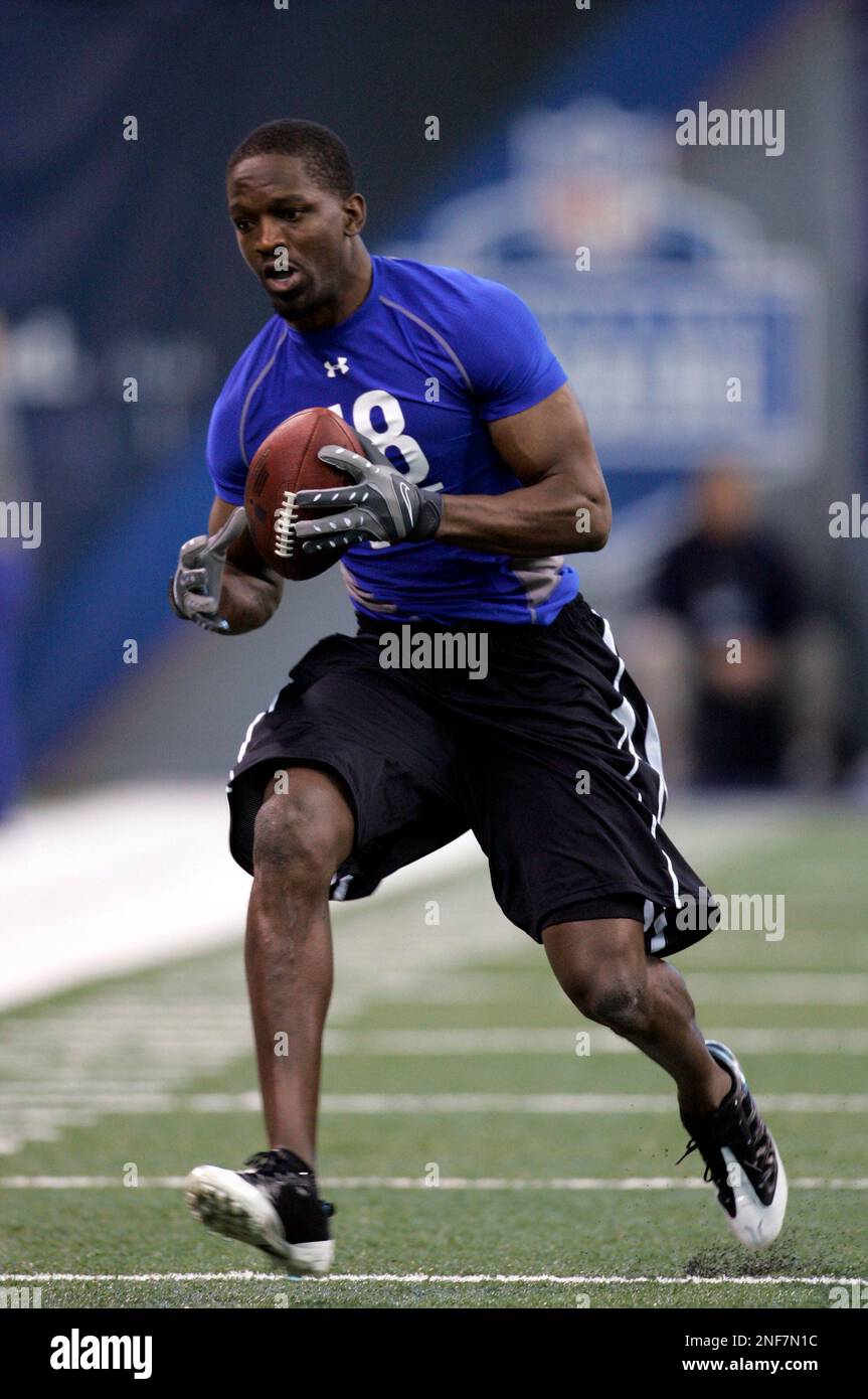 Clemson defensive back Michael Hamlin runs a drill at the NFL football ...