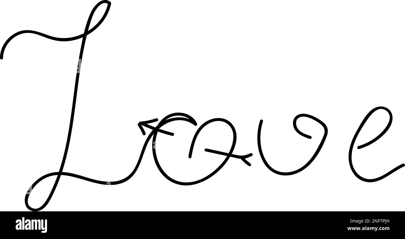 Heart with an arrow, word love. doodle picture. Hand drawn, vector ...