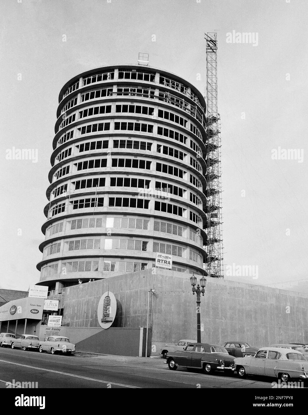 The partially completed Capitol Record Building is shown Nov. 14, 1955 ...