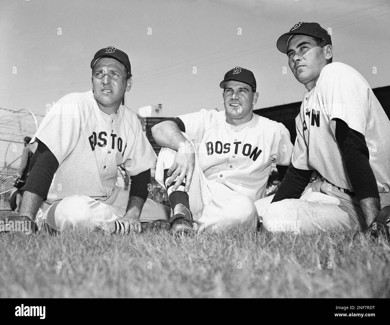 Three Boston Red Sox pitchers, from left to right: Mickey Harris, Dave ...