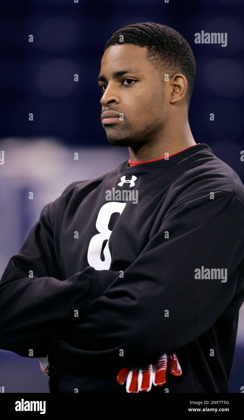 Texas Tech receiver Michael Crabtree watches at the NFL football ...