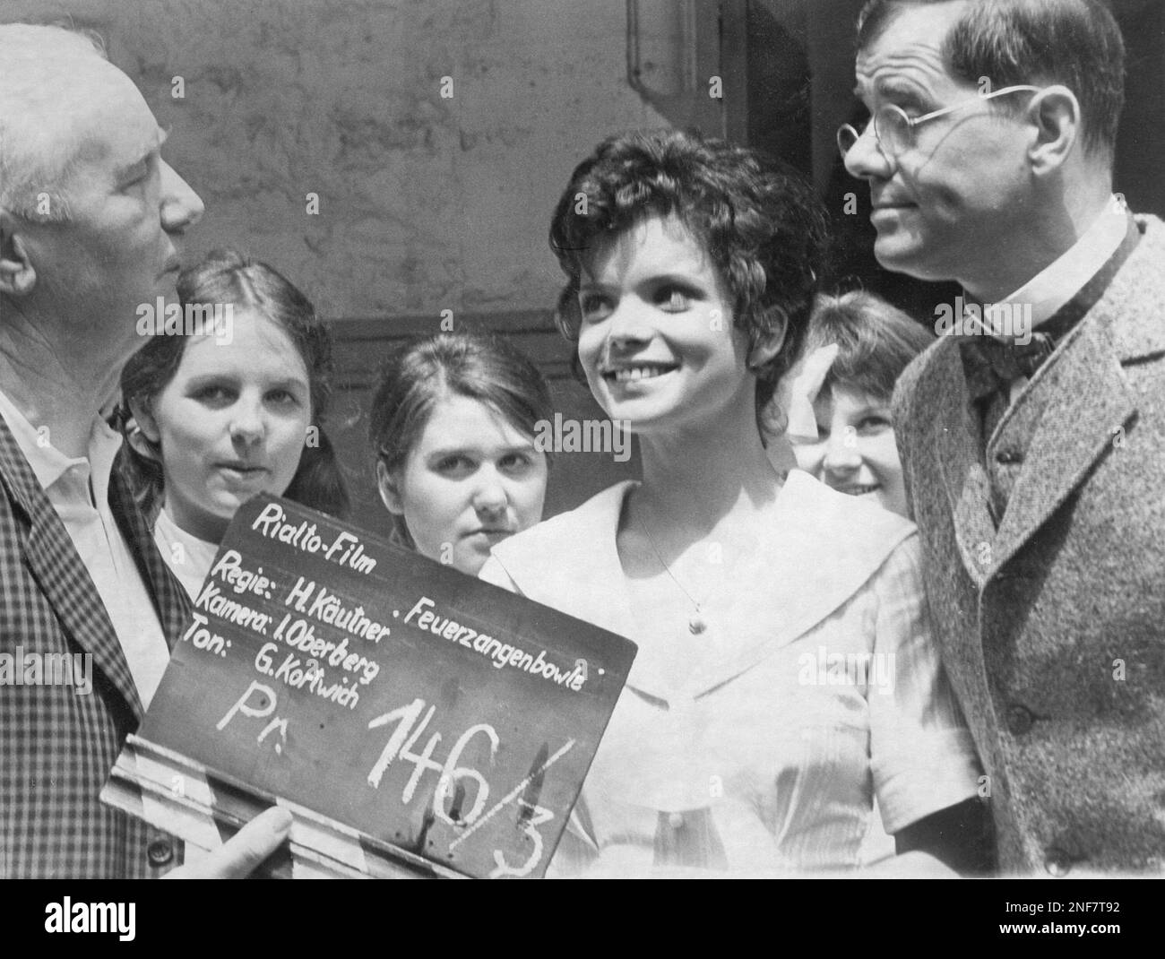 German actress Uschi Glas and actor Walter Giller, right, are briefed ...
