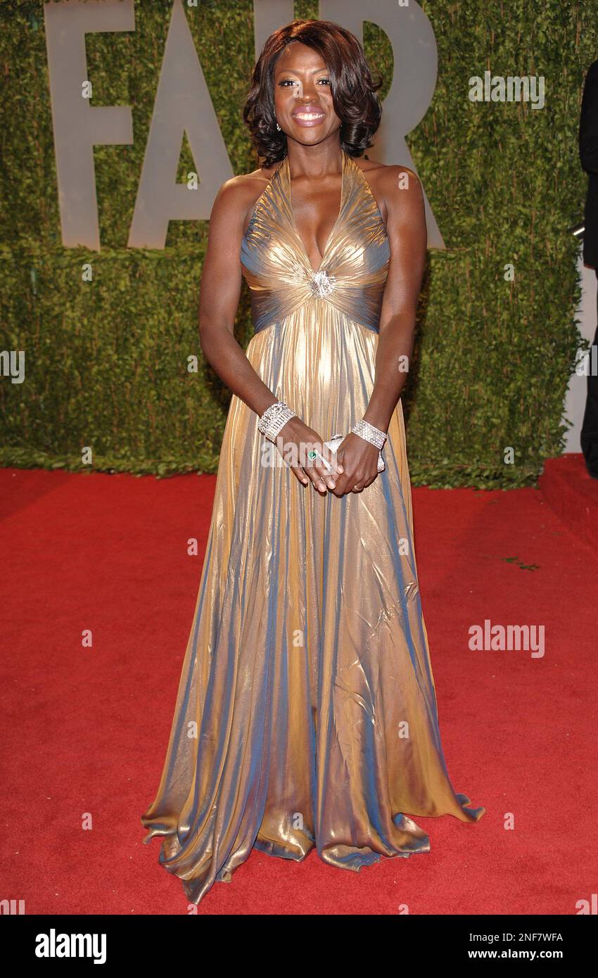 Actress Viola Davis arrives at the Vanity Fair Oscar party on Sunday ...