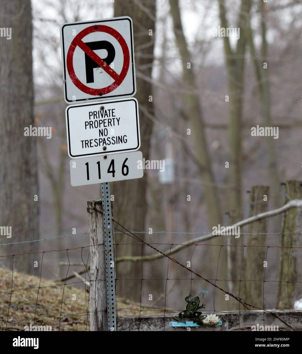 A sign marking the property of the farm where Kenzie Marie Houk was ...