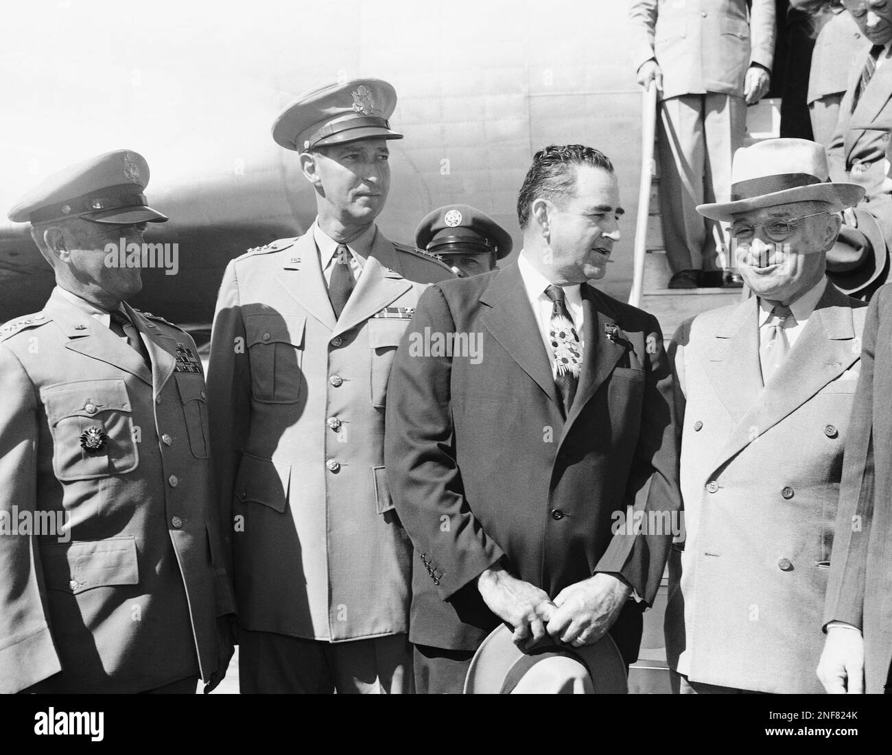 Photo shows left to right: Lt. Gen. John Hodge, Gen. Mark Clark, Gov ...