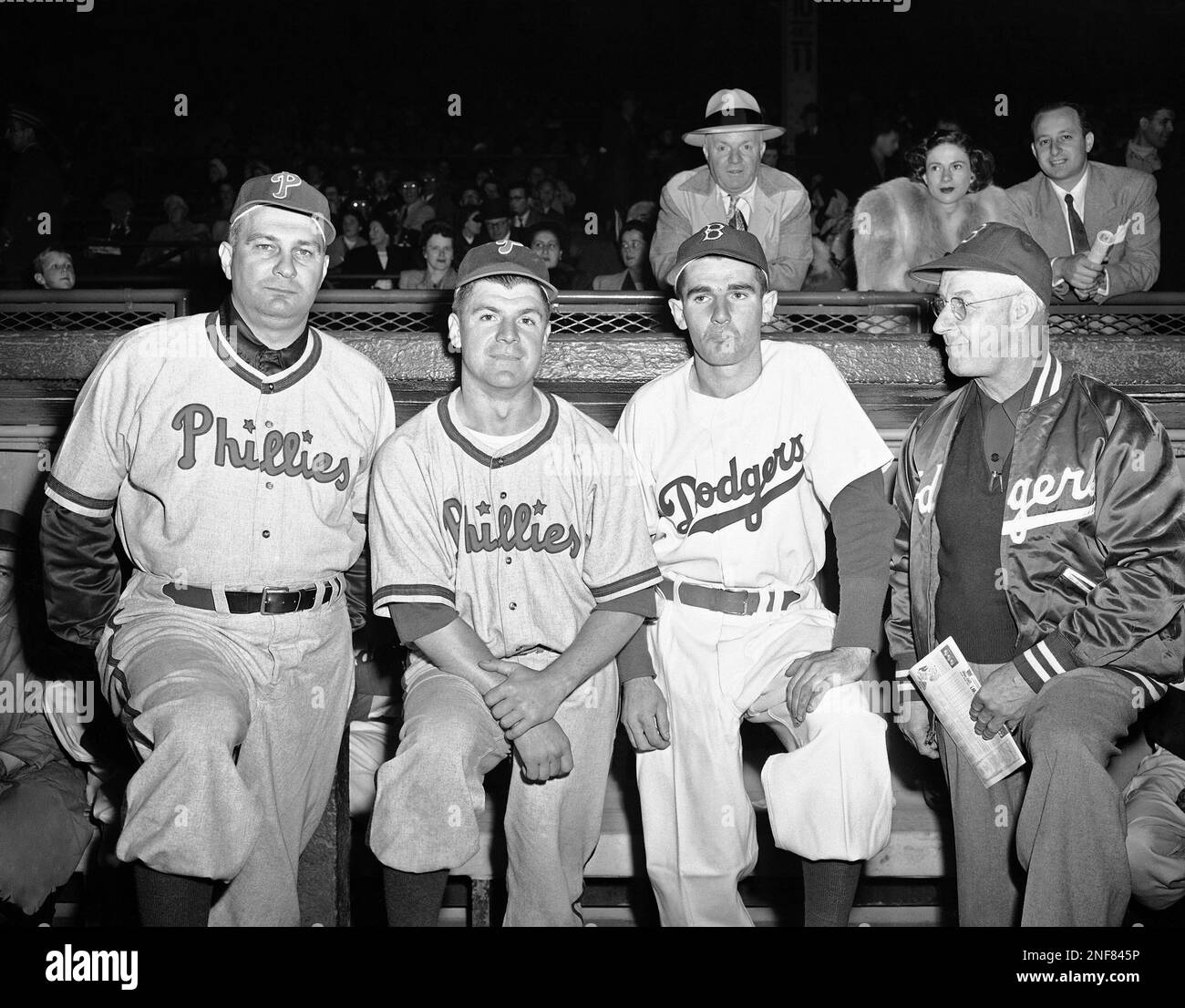 Phillies Manager Eddie Sawyer, left, Eddie Sanicki, Danny OConnell ...