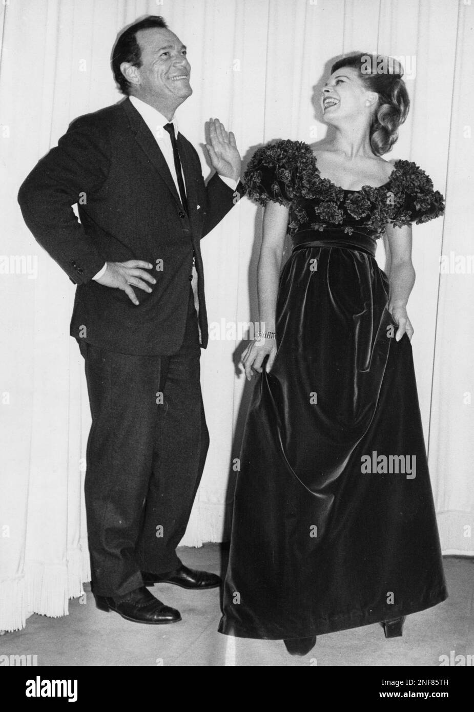 U.S. American actor and singer Eddie Constantine, left, poses with his ...