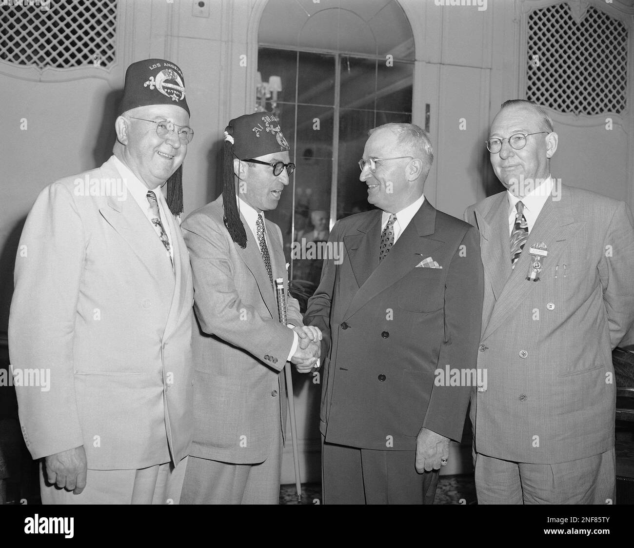 President Harry S. Truman, right, who addressed a throng of Shriners ...