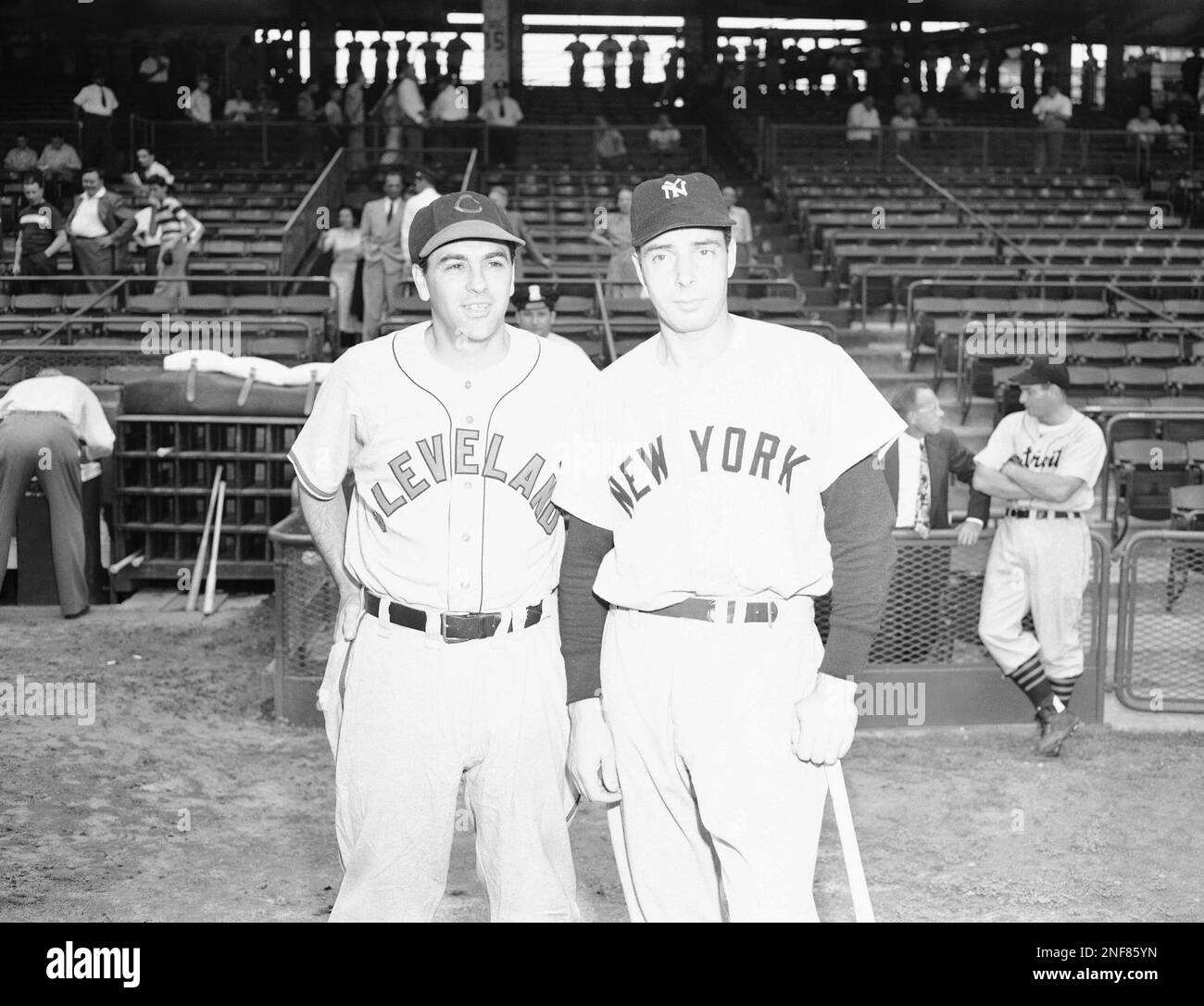 Lou Boudreau of the Cleveland Indians and Joe DiMaggio of the New York ...