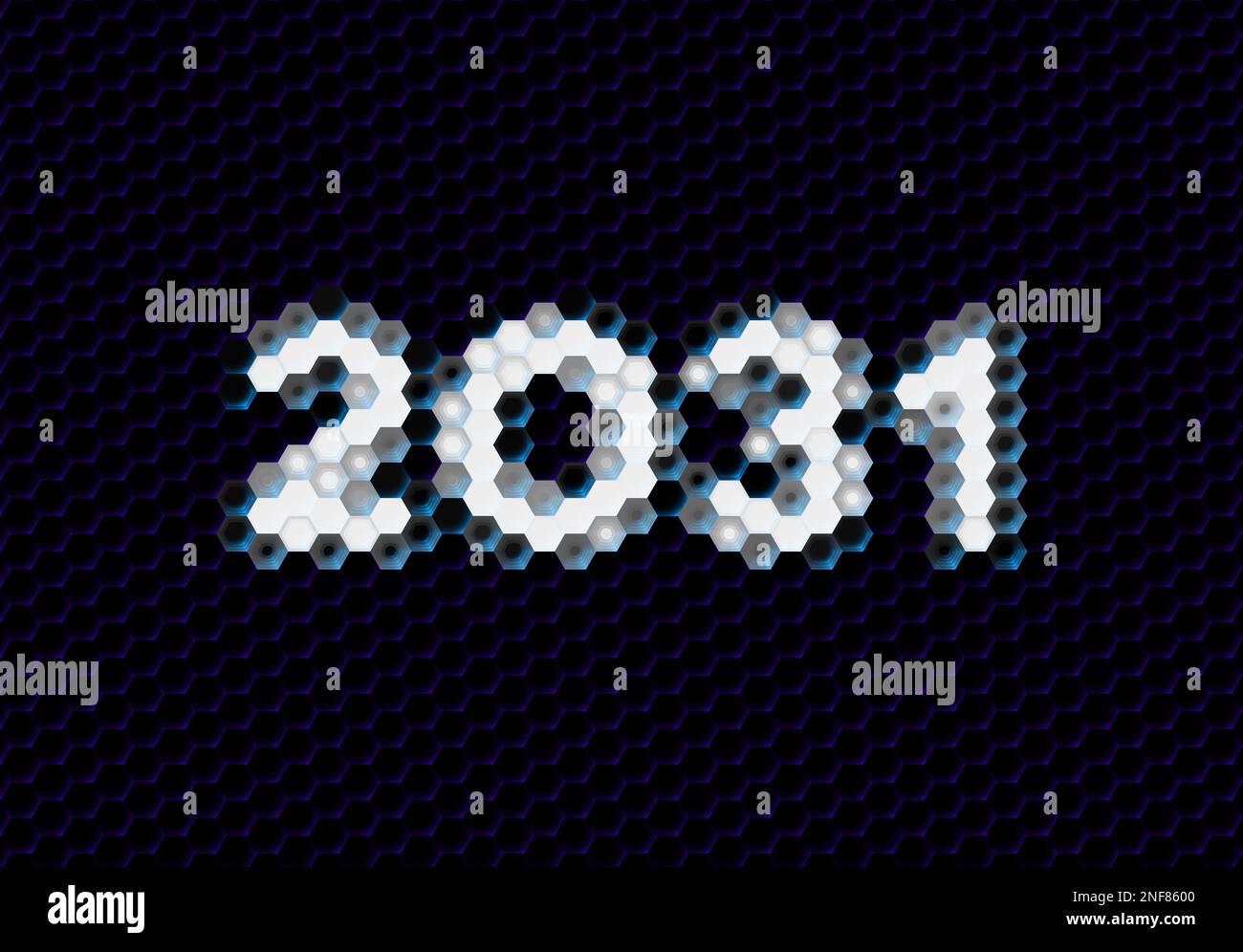Sign of the 2031 year with hex pixel grid. New Years number or digits ...