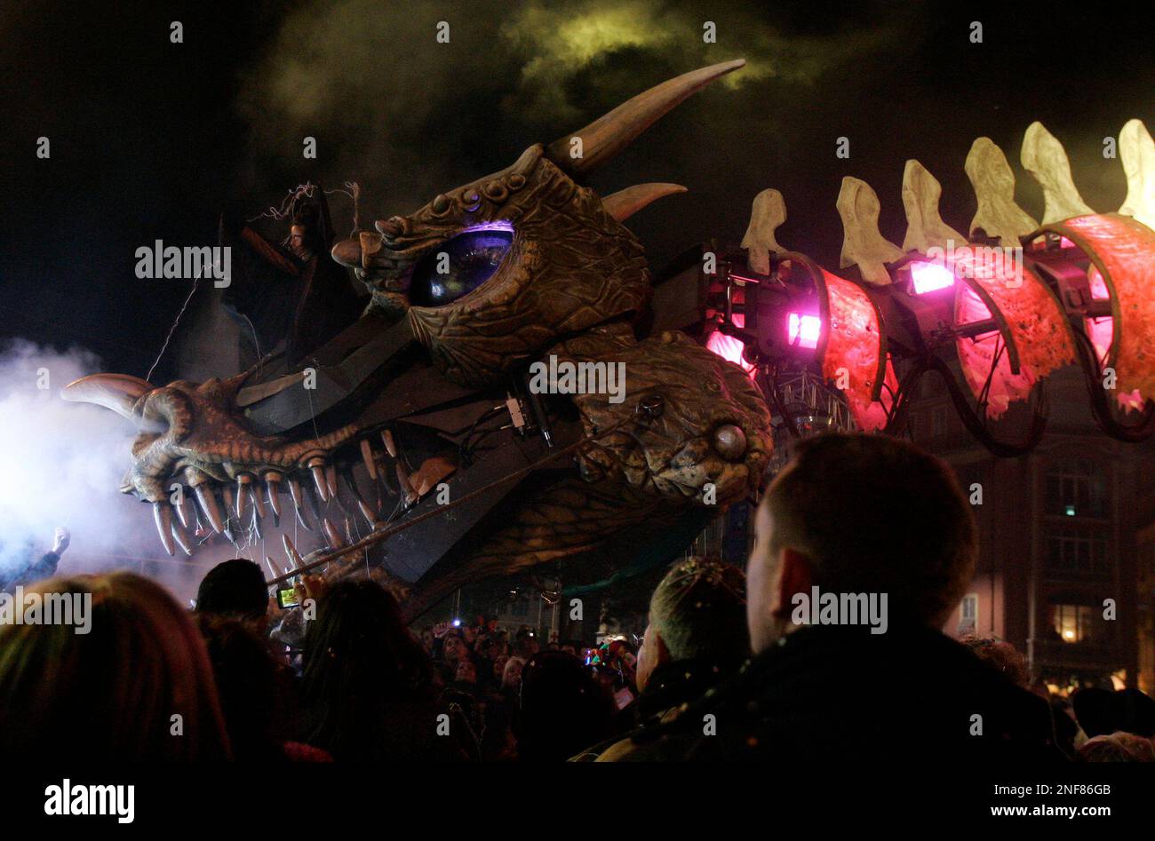 A float representing a dragon, parades during the 125th Nice Carnival ...