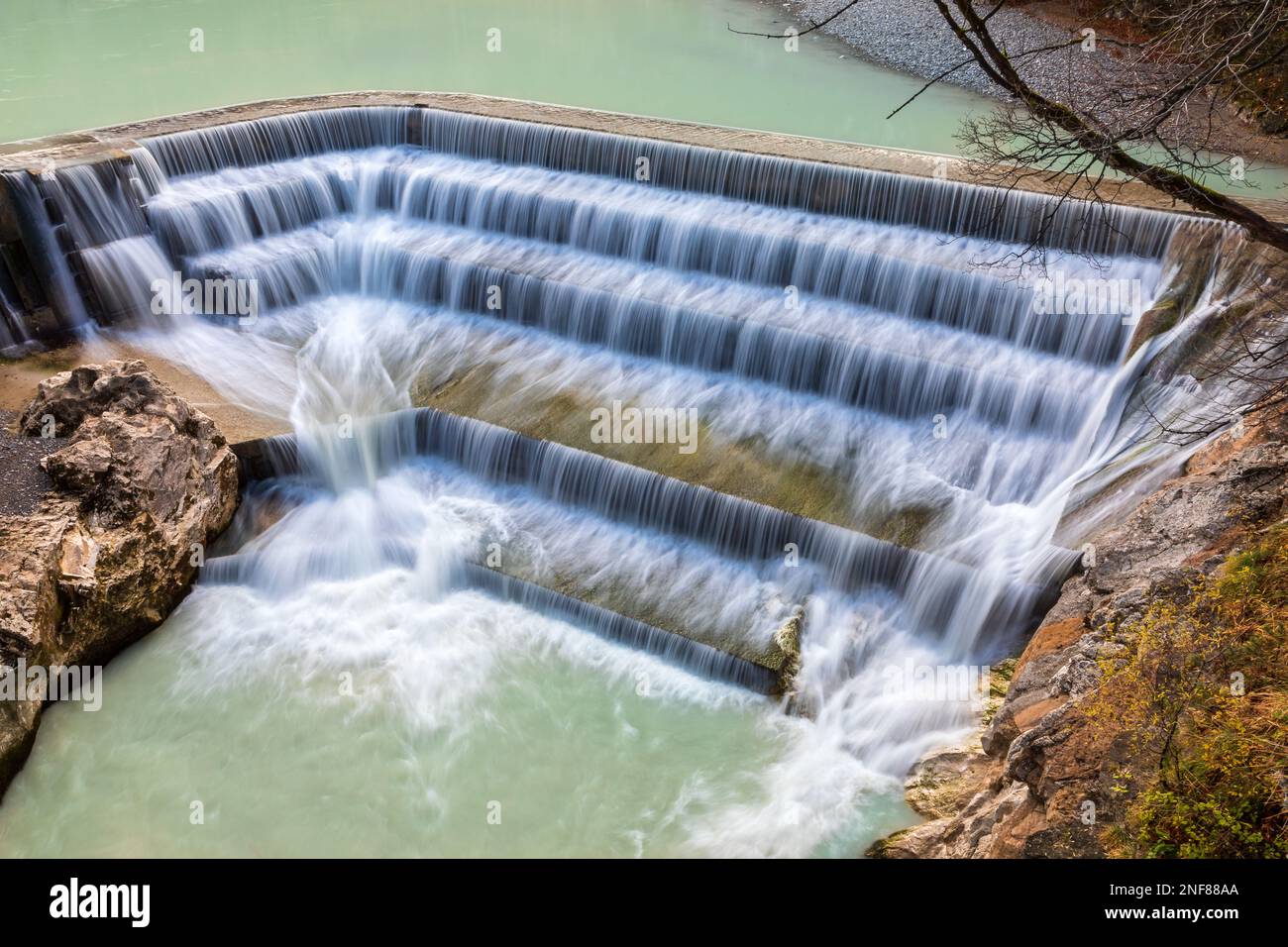 Lechfall, River Lech waterfall in Fuessen, Bavaria, Germany Stock Photo ...