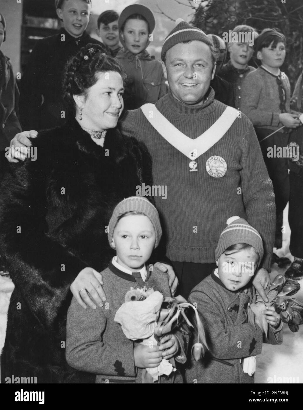 West German bob ace Anderl Ostler is pictured with his wife Maria and ...