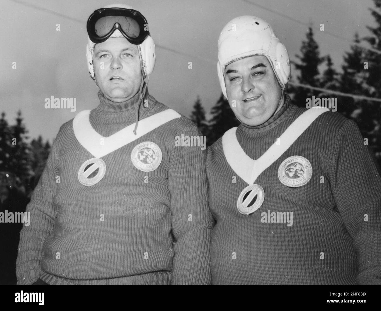 West German bob ace Anderl Ostler is pictured with his brakeman Lorenz ...