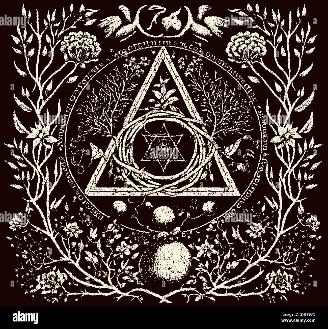 Occult symbols composition in dotwork style. Abstract mystic elements ...