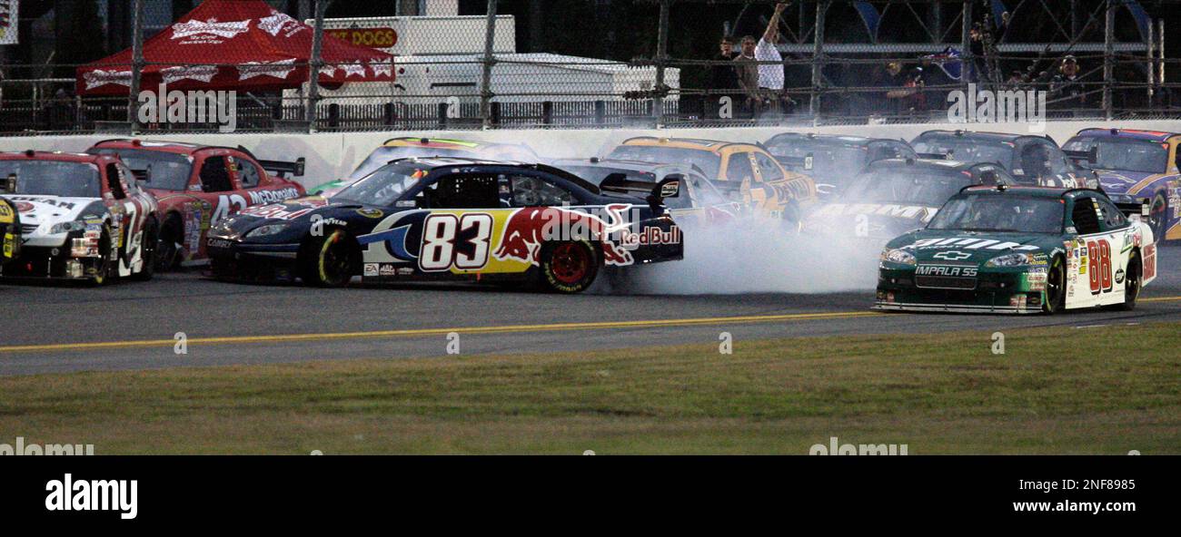 Brian Vickers (83) spins after being hit by Dale Earnhardt Jr. (88 ...