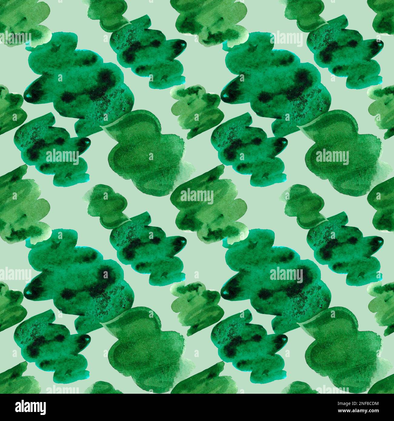 Hand drawn Watercolor green spots seamless pattern on the grey ...