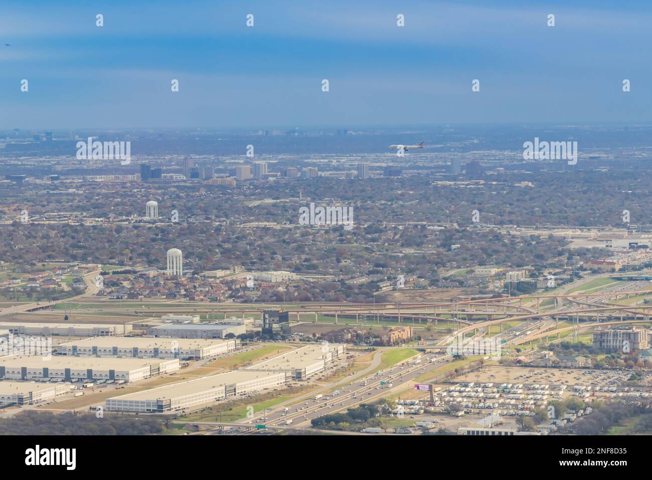 Aerial flying over downtown dallas hi-res stock photography and images ...