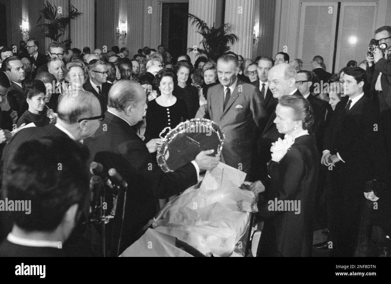 Secretary of State Dean Rusk and his wife Virginia, right, are ...