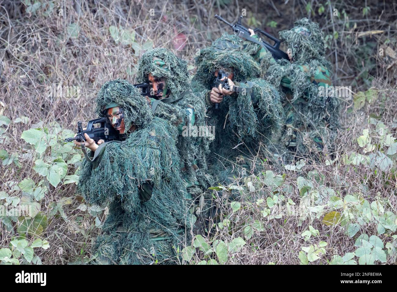 HECHI, CHINA - FEBRUARY 17, 2023 - Special warfare reconnaissance team ...