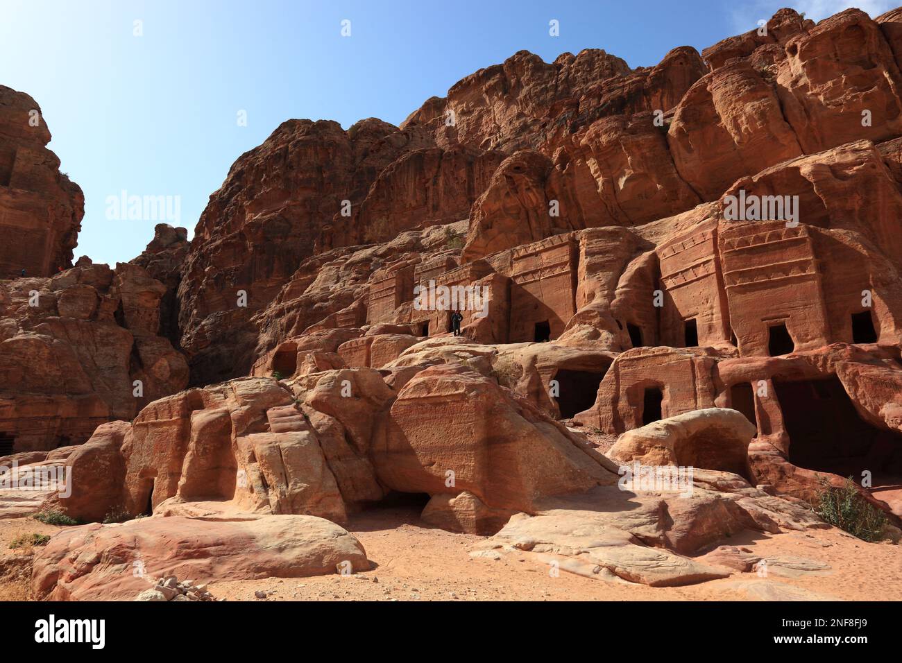 Verlassene Felsenstadt Petra, al-Batra, Hauptstadt des Reiches der ...