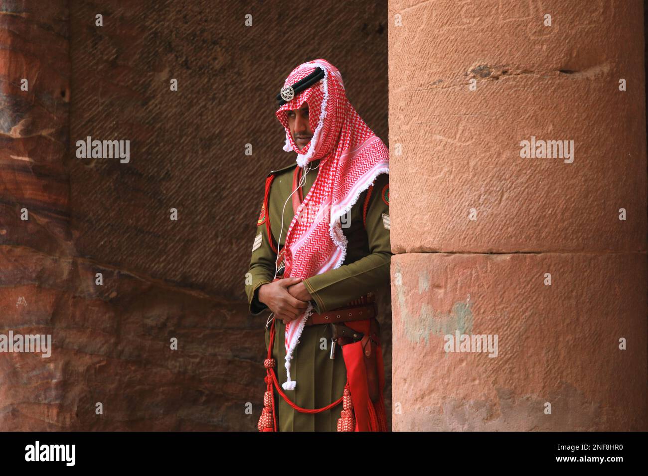 Wächter, verlassene Felsenstadt Petra, al-Batra, Hauptstadt des Reiches ...