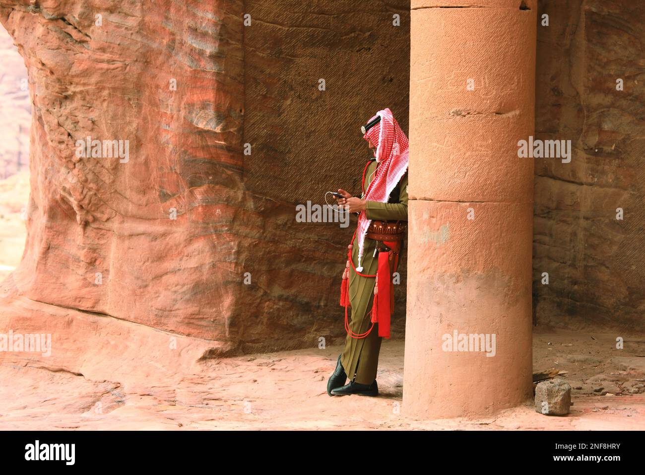 Wächter, verlassene Felsenstadt Petra, al-Batra, Hauptstadt des Reiches ...
