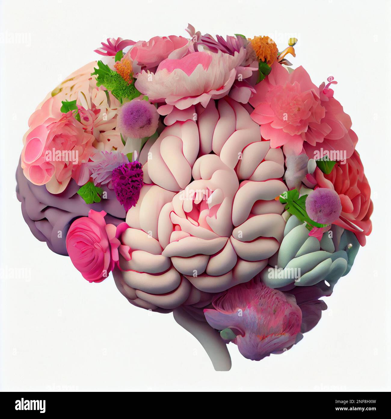 Anatomical Brain And Flowers