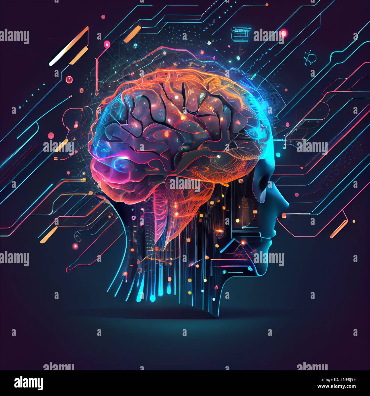 Human brain glowing inside light hi-res stock photography and images ...
