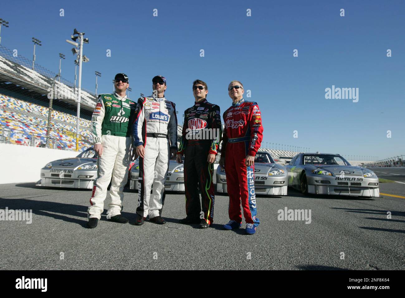 NASCAR drivers Dale Earnhardt Jr., left, Jimmie Johnson, Jeff Gordon ...