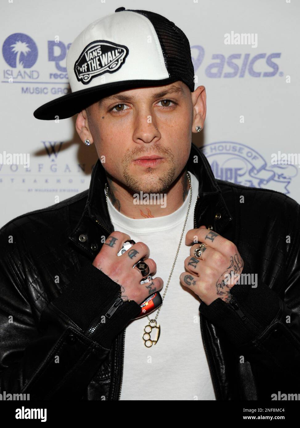 Singer and musician Benji Madden poses on the press line at the Island ...