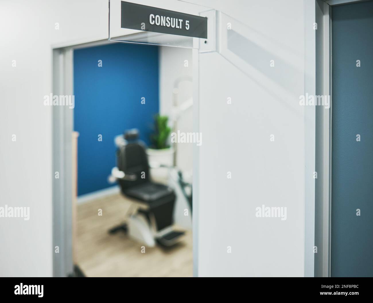 Ophthalmology, consultation and sign for an empty room for healthcare ...