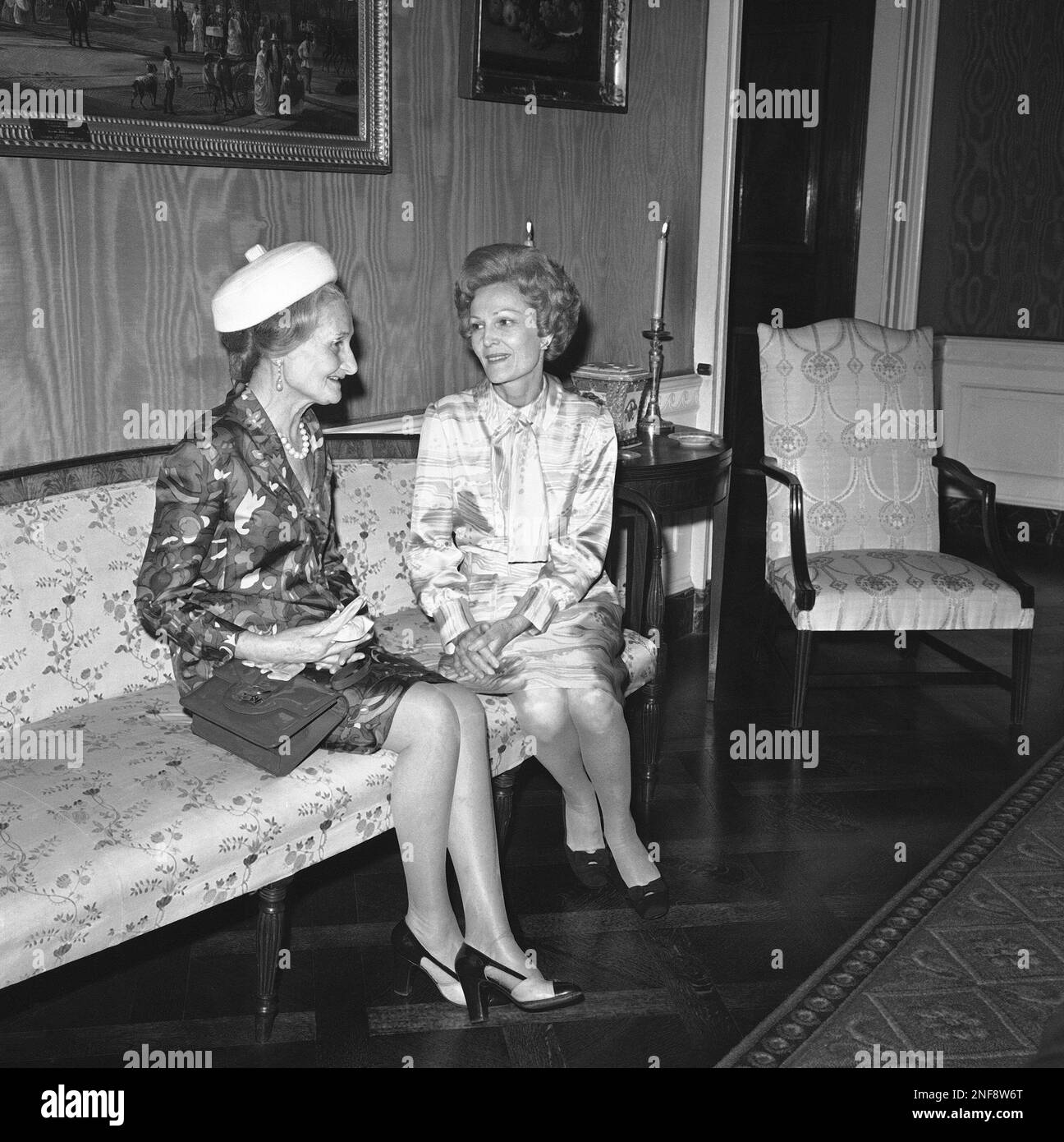 First lady Patricia Nixon, right, chats with Clotilde Brosio, wife of ...