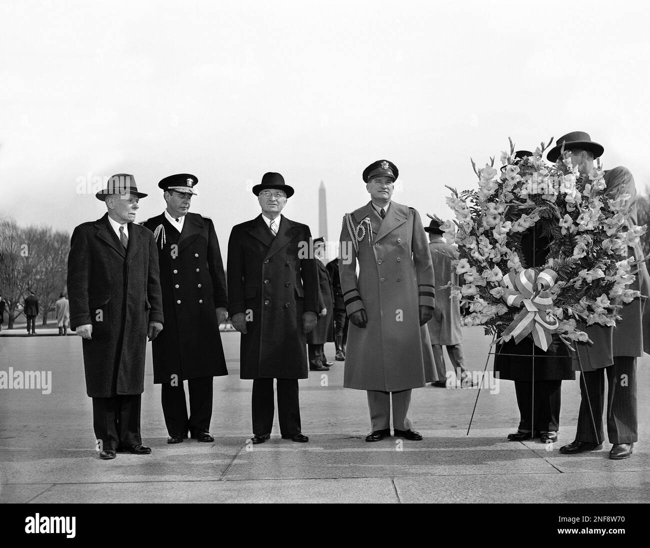 President Harry Truman attends a Lincoln Memorial service in Washington ...