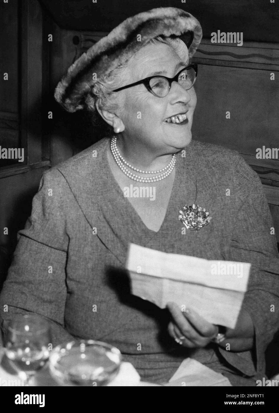 Mystery writer Agatha Christie, pictured in 1957, writes about ...