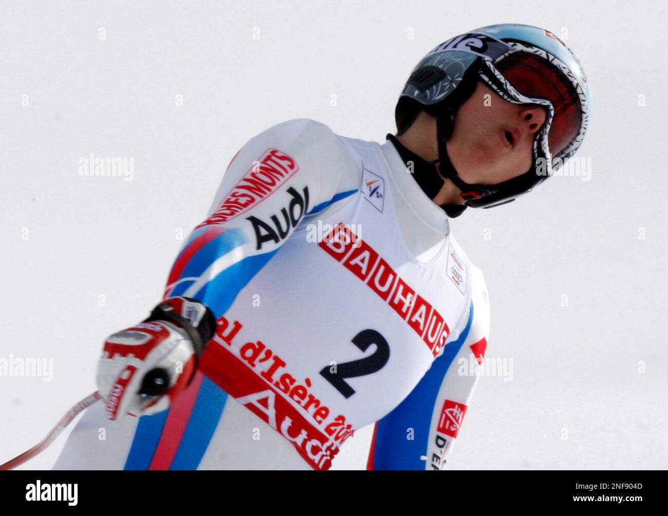 France's Marie Marchand-Arvier reacts after completing the women's ...