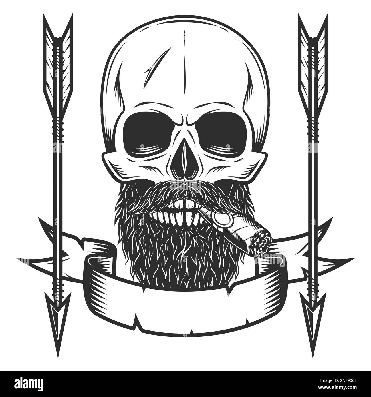 Skull mustache beard smoking Cut Out Stock Images & Pictures - Alamy
