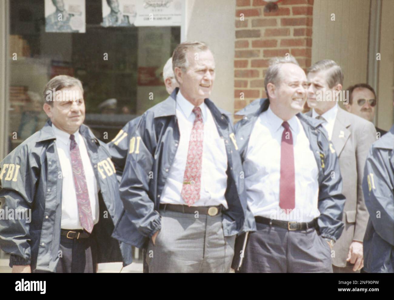 President George Bush tours Hogan's Alley complex, a miniature town at ...