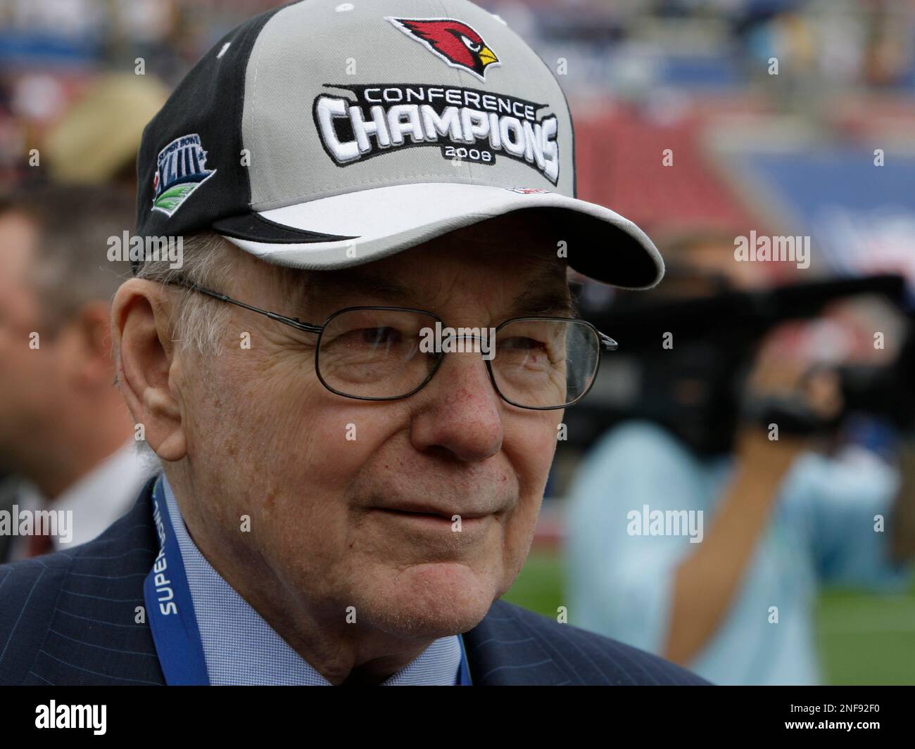 Arizona Cardinals owner William V. Bidwill stands on the field before ...