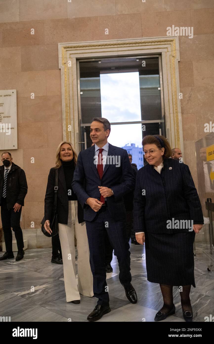 Greece, Athens on 2023-02-15. Greek Prime Minister Kyriakos Mitsotakis ...
