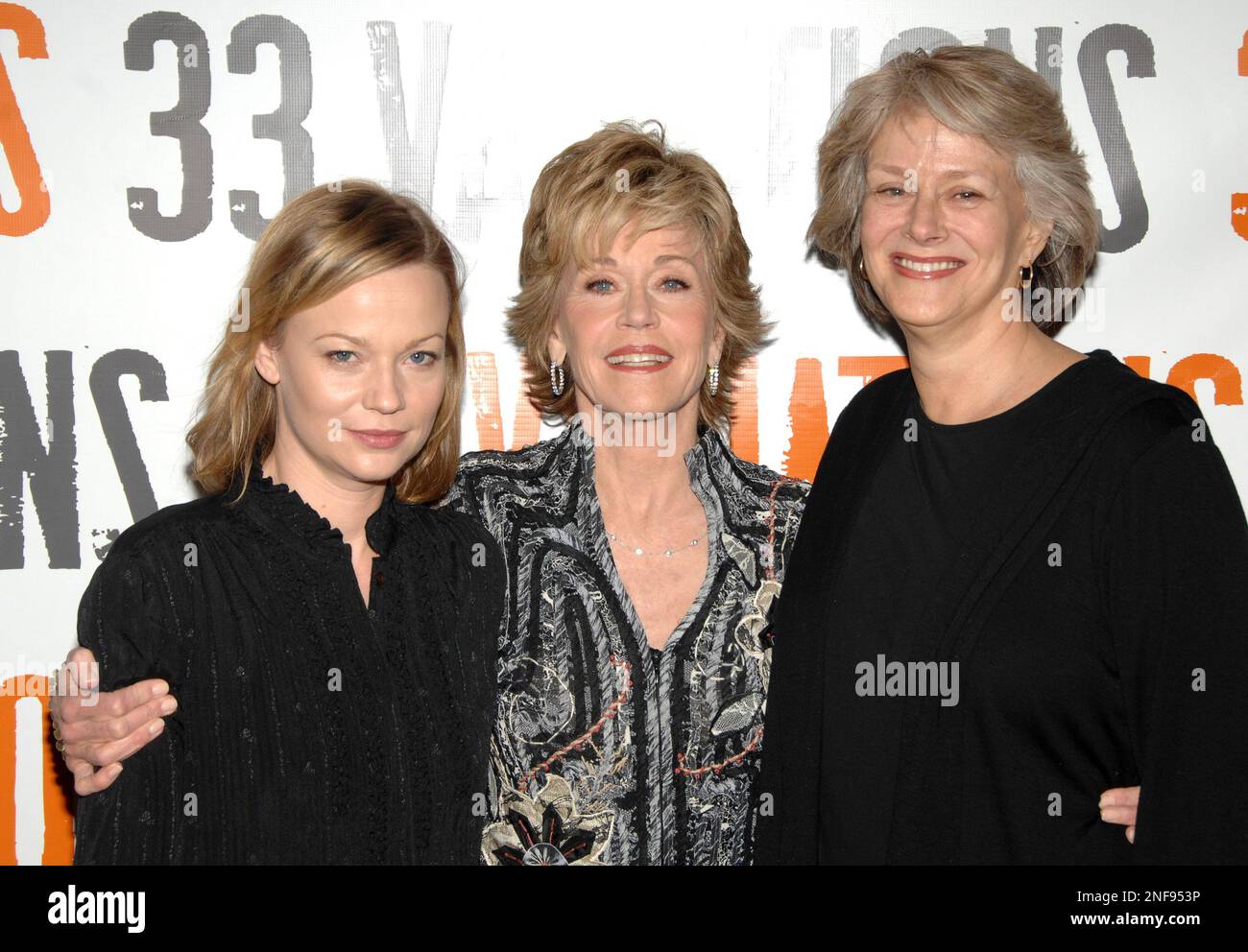 From left, actors Samantha Mathis, Jane Fonda and Susan Kellermann pose ...