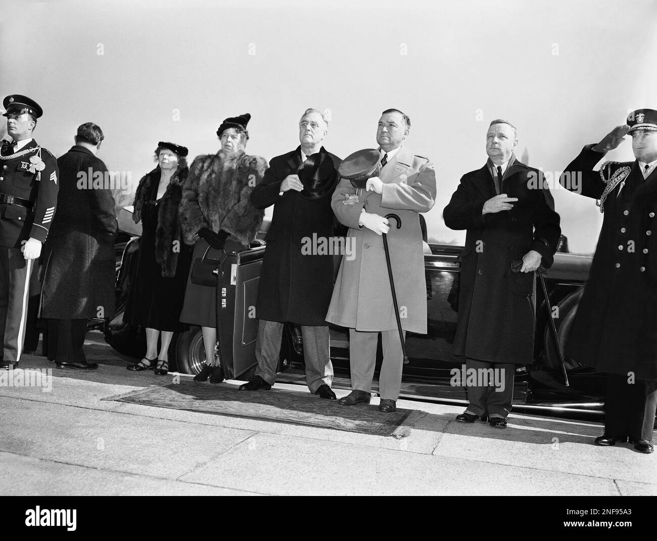 President Franklin D. Roosevelt and first lady Eleanor Roosevelt lead ...