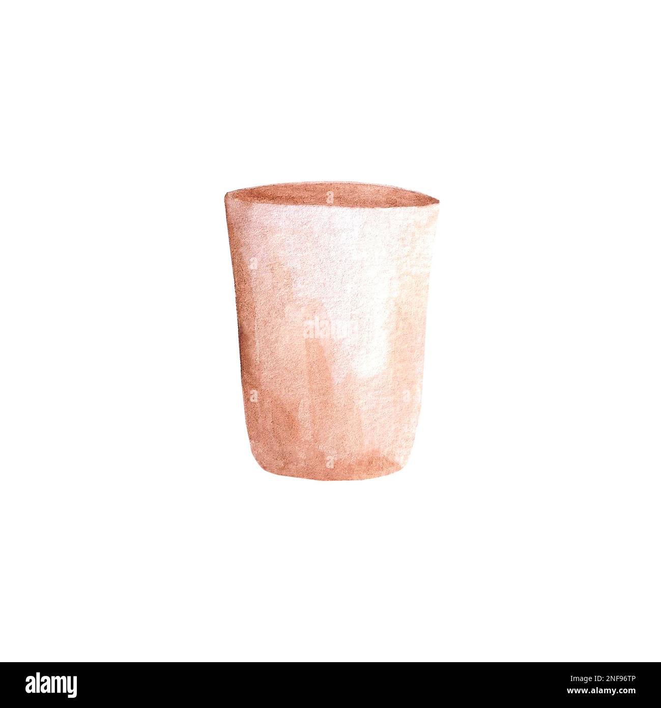 Pots for plants on white Background. Hand drawn Watercolor. Botanical ...