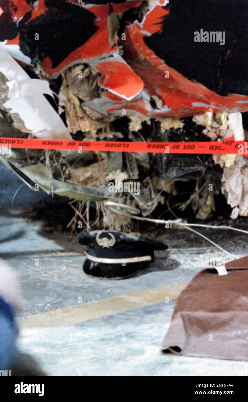 The cap of Continental Airlines Flight 1713 co-pilot Lee Bruecher lies ...
