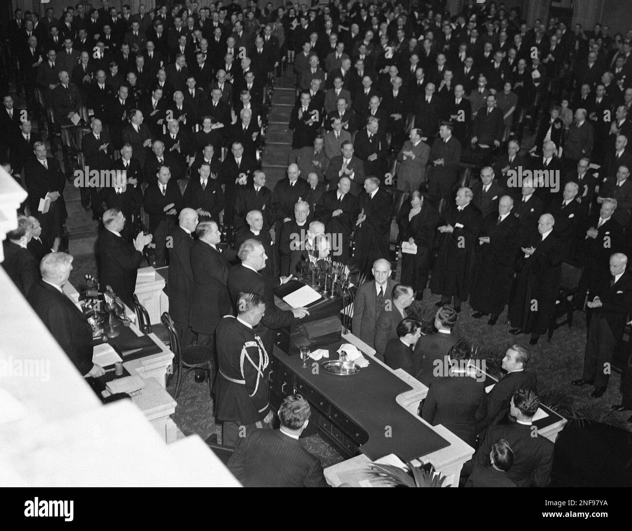President Franklin D. Roosevelt addresses Congress with the Supreme ...