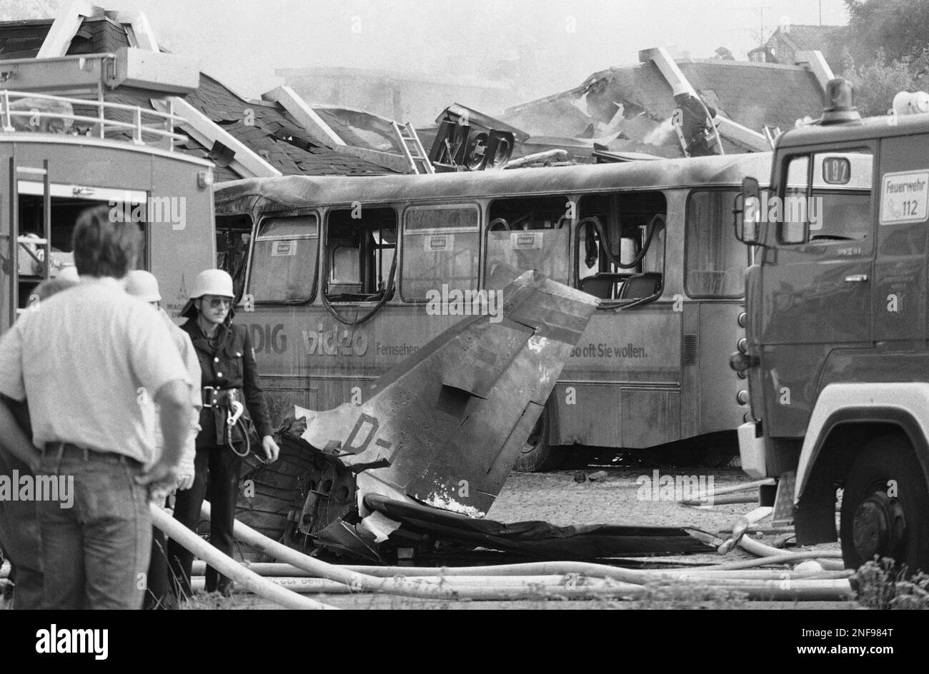 The tail section of the Piper Cheyenne which crashed into a McDonald's ...