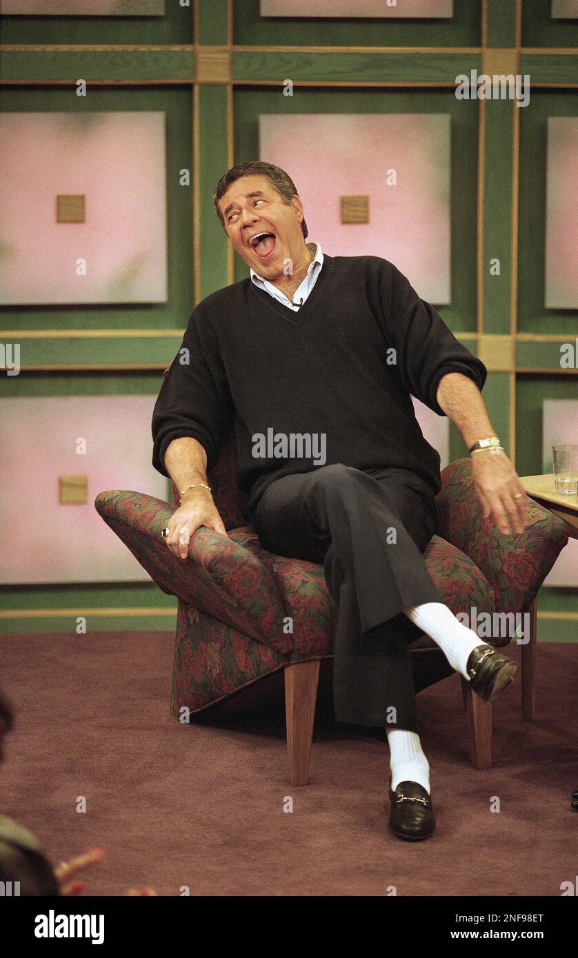 Comedian Jerry Lewis laughs during the taping of the "Sally Jessy ...