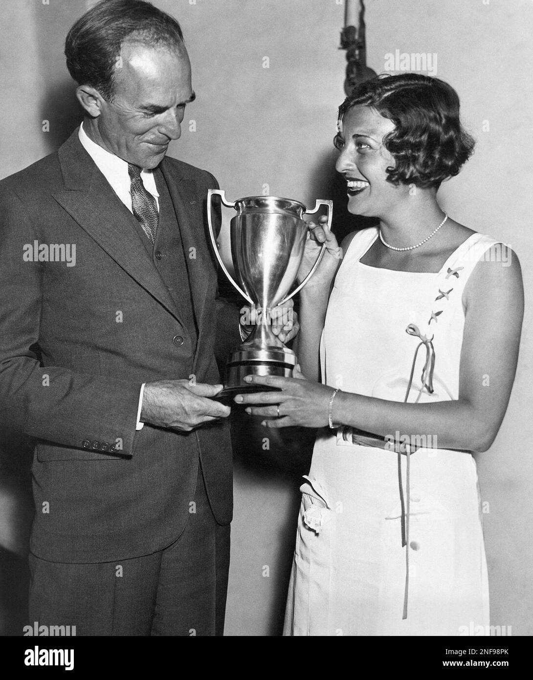 Ruth Elder Camp, aviator, could not remain to receive a trophy after ...