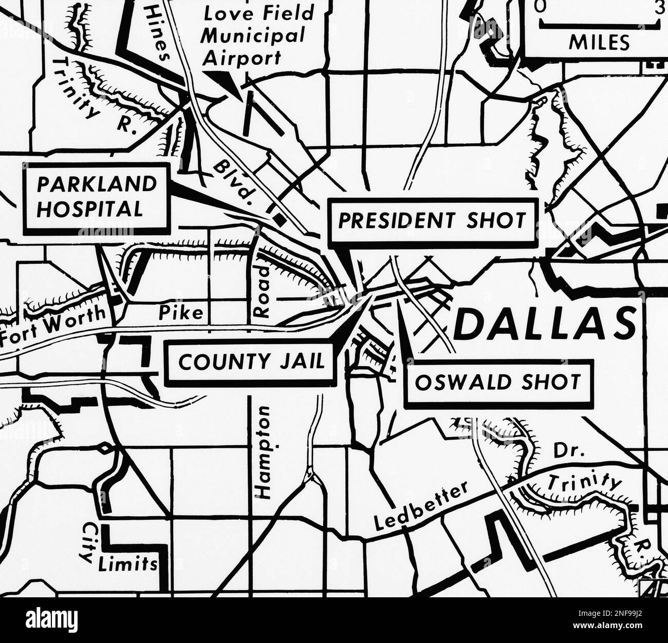This map shows where President John F. Kennedy was fatally shot Nov. 22 ...